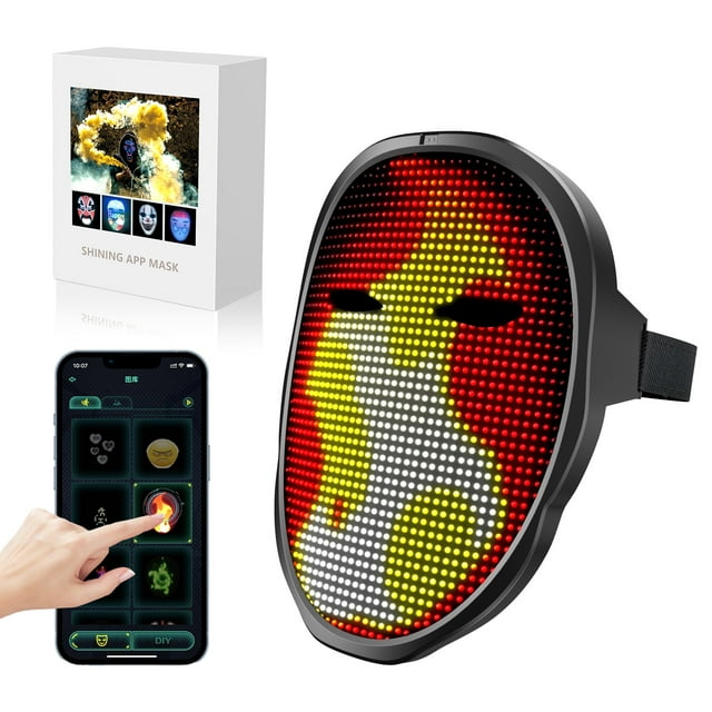 Led Mask with Bluetooth Programmable App,Shining Led Light Up Face Mask ...