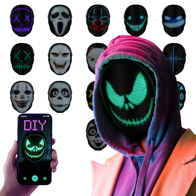 Led Mask with Bluetooth Programmable App,Shining Led Light Up Face Mask ...