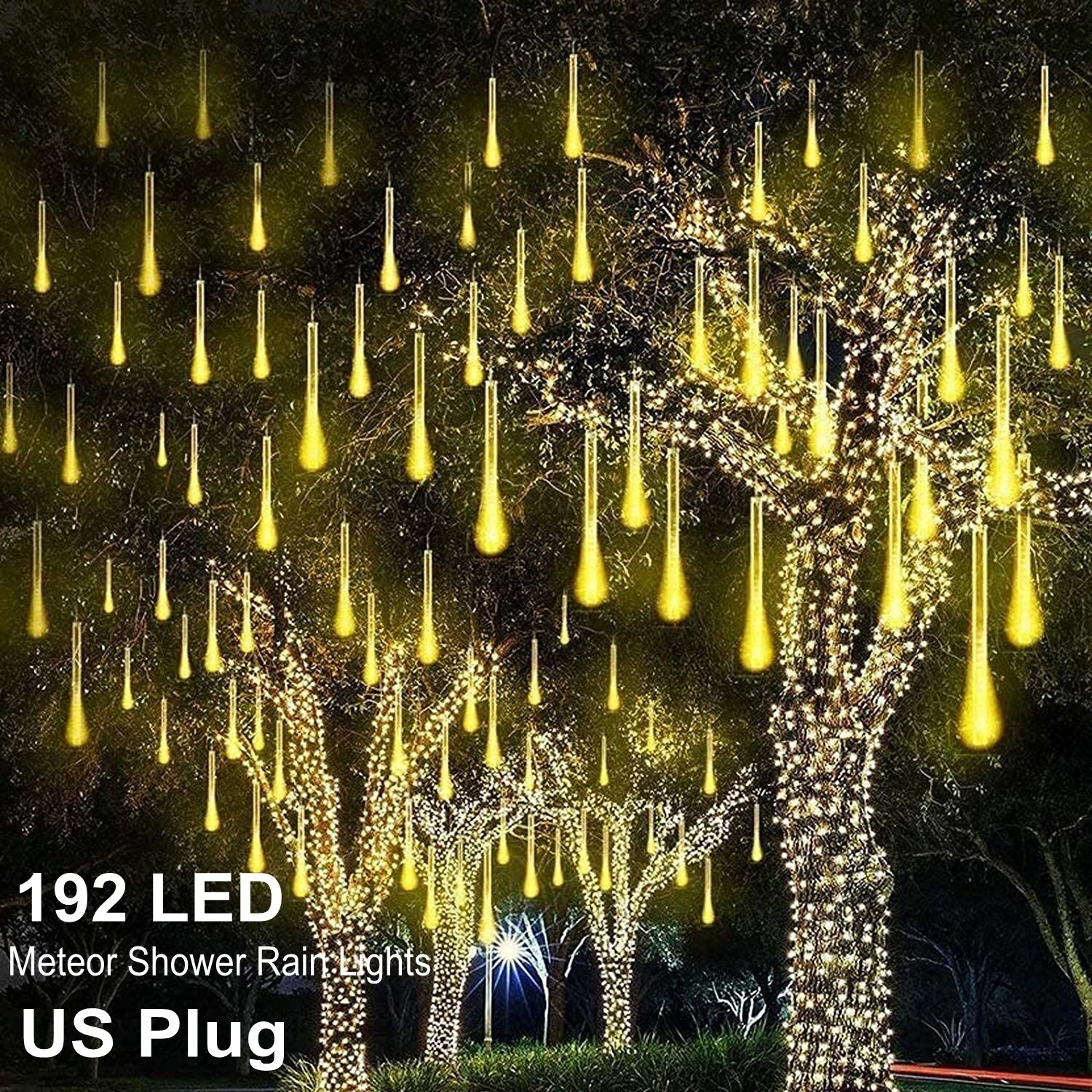 Led Meteor Shower Raindrop Lights Xmas Snowfall String Light Garden ...
