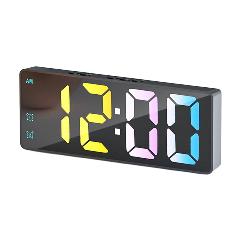 Led Mirror Digital Alarm Clock With Voice Control, Temperature Display ...