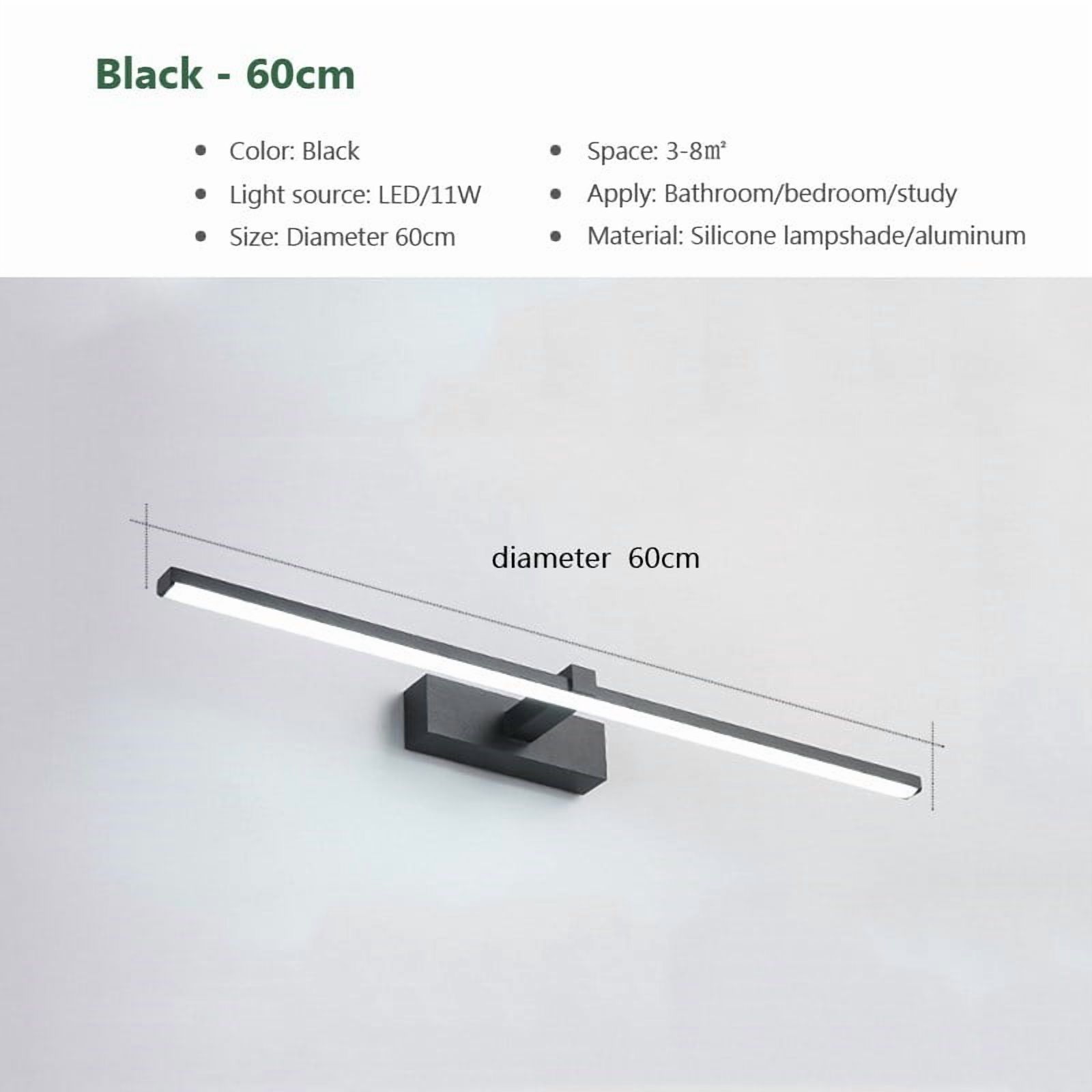 Led Mirror Lights Wall Lamps Bathroom Waterproof White Black LED Flat ...