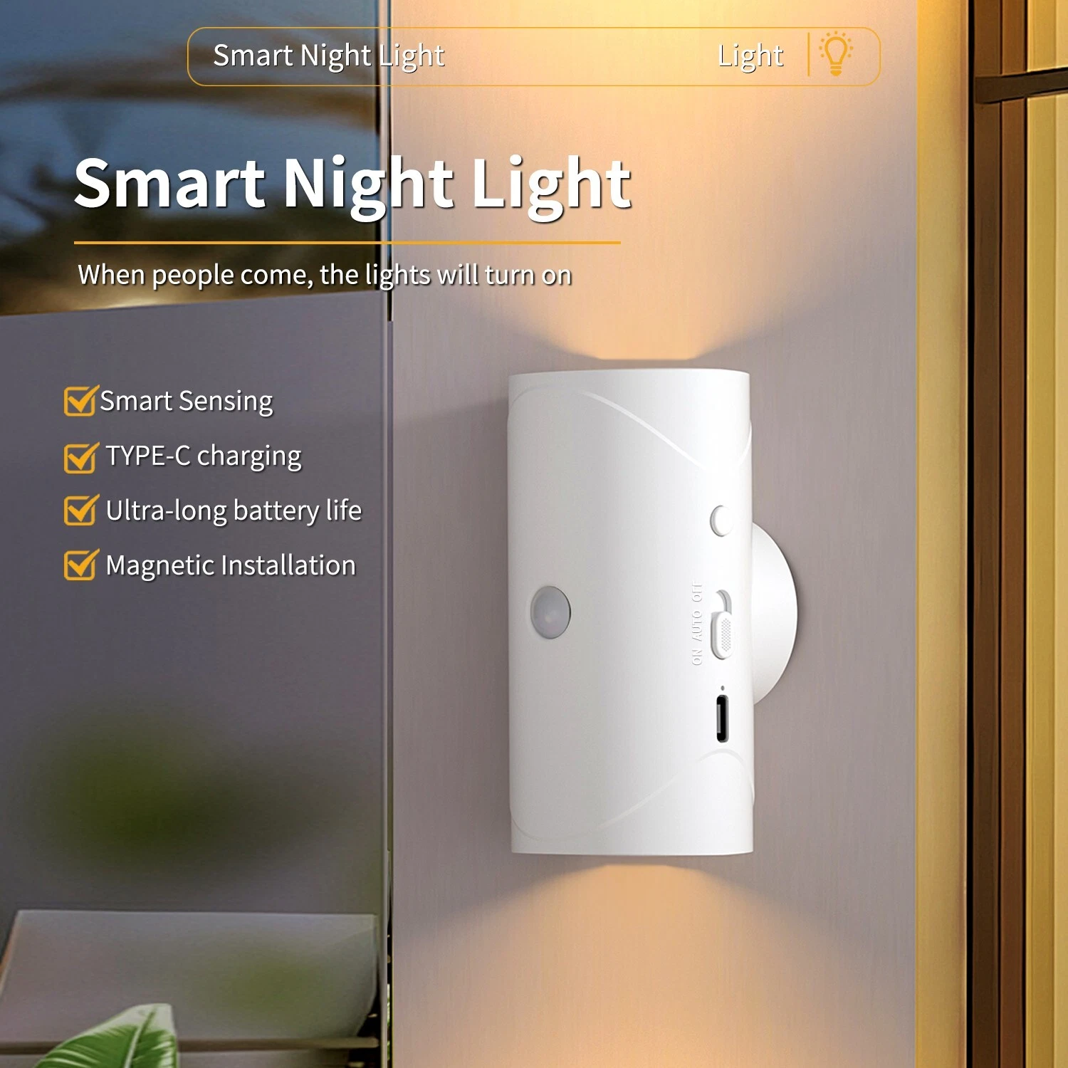 Led Motion Sensor Light Matte White Dimmable 3000K Kitchen Bedside ...