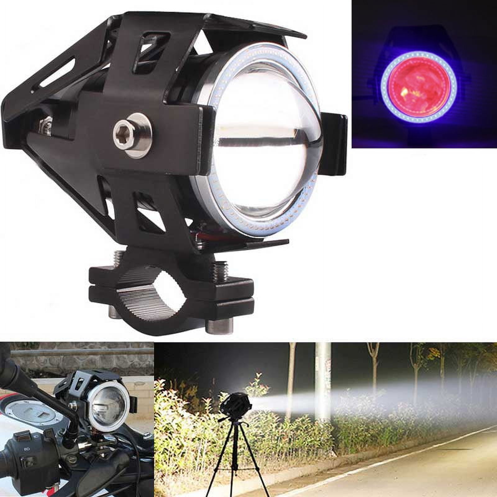 Led Motorcycle Headlight with Abgle Eyes 125W Additional Spotlights Fog ...