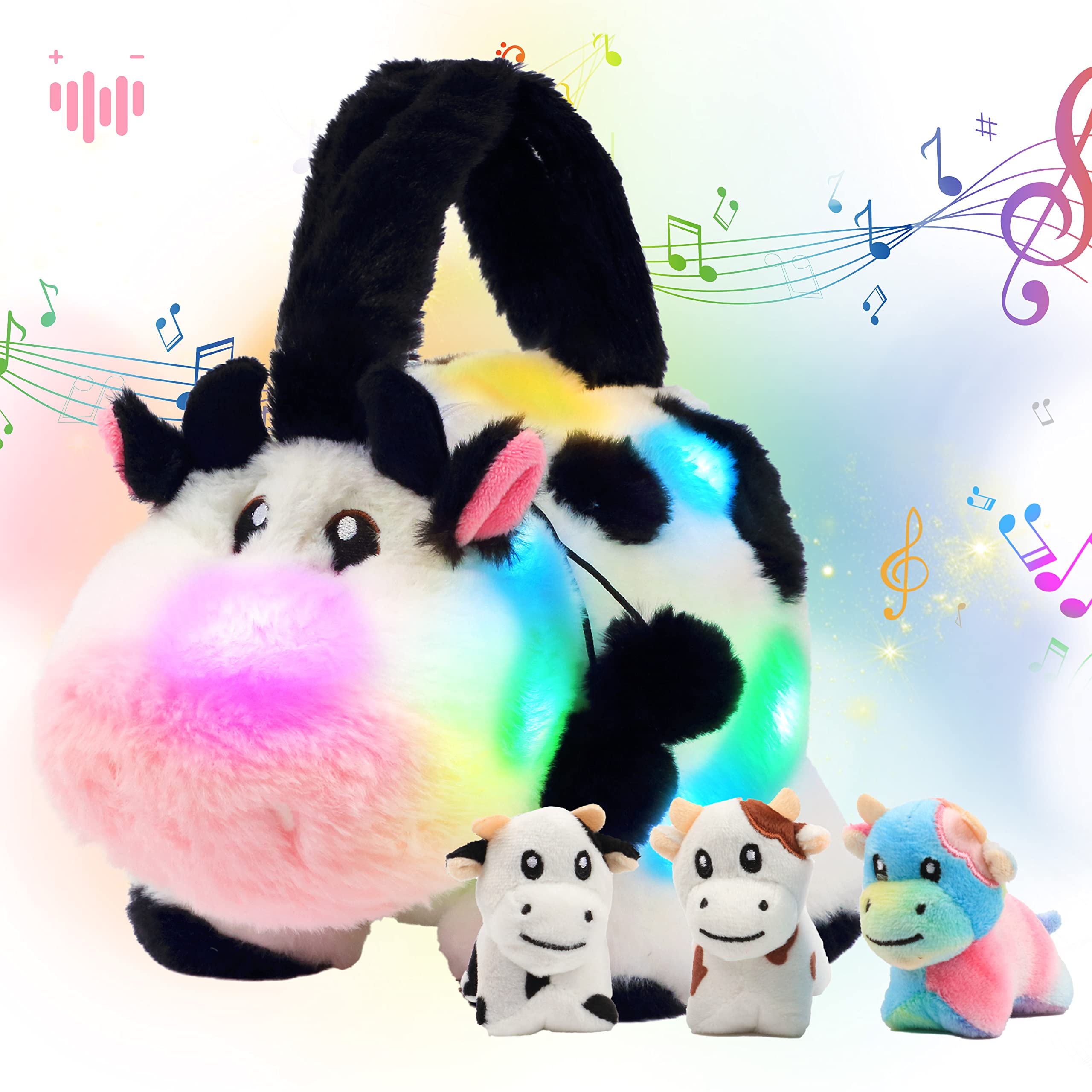 Led Musical Stuffed Cow Handbag Lighting Up Singing Plush Toy Tote Bag ...