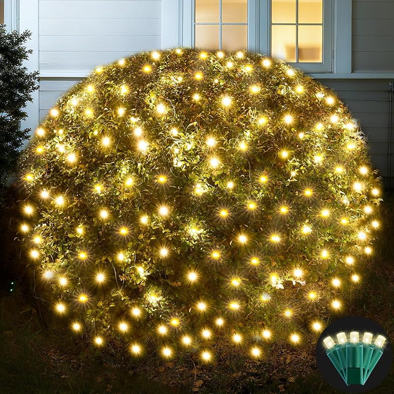 Led Net Lights Christmas Lights Outdoor 200Leds 9ftx6ft Upgraded ...