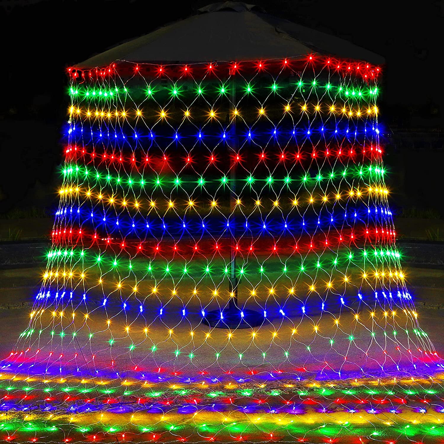 Led Net Mesh String Lights Outdoor Christmas Net Lights, 5FT x 5FT 96 ...
