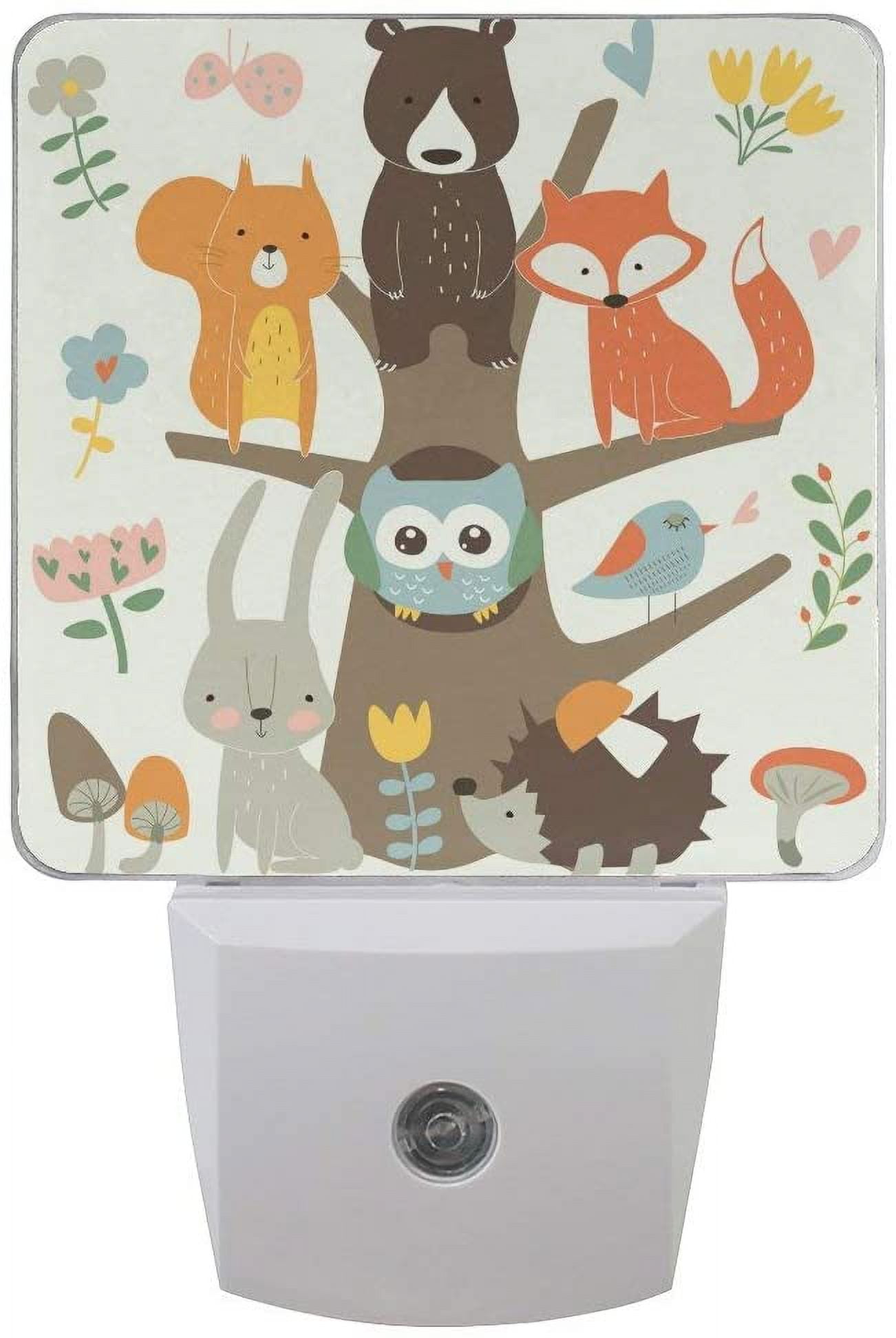 Led Night Light Animal Fox Bird Owl Bear Rabbit Flower Tree, Auto Senor ...