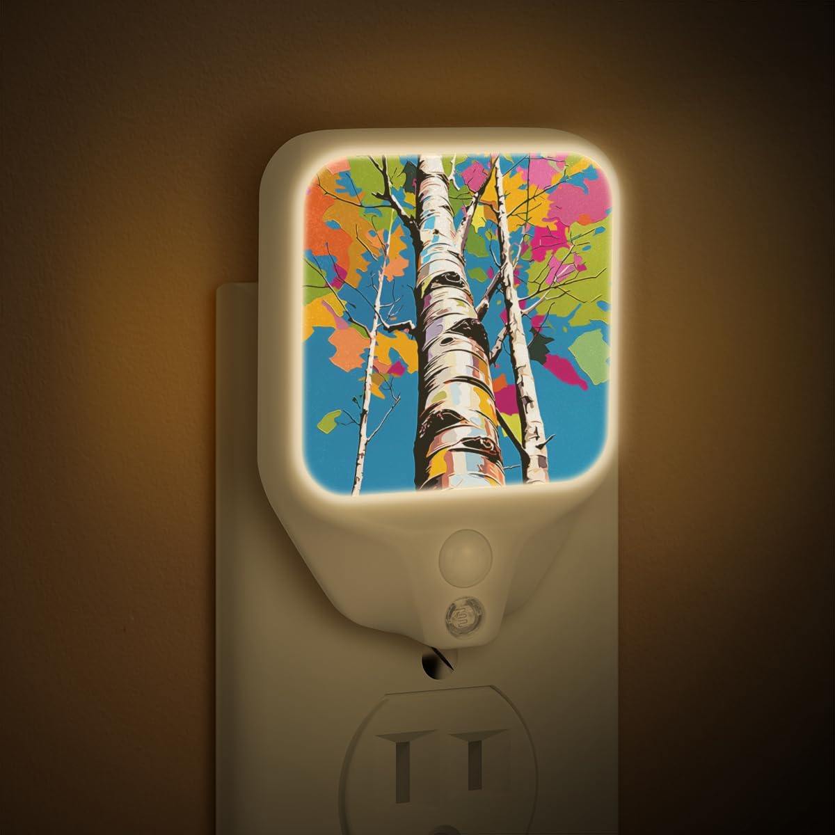 Led Night Light Plug In Watercolor Birch, Motion Sensor And Dusk To ...