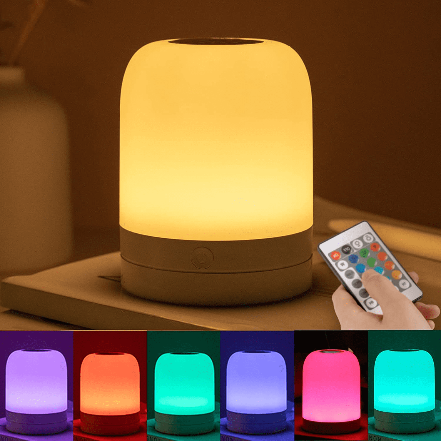 Led Night Light Touch Control Rechargeable Table Lamp 7 Color Changing ...