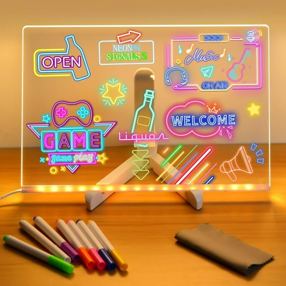 Led Note Board with Colors, Glowing Acrylic Dry Erase Board with Light ...