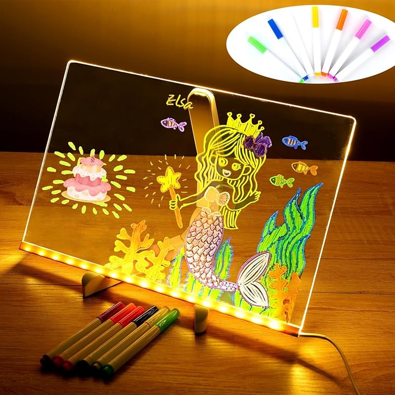 Led Note Board with Colors, Light Up Acrylic Message Board, Glowing ...