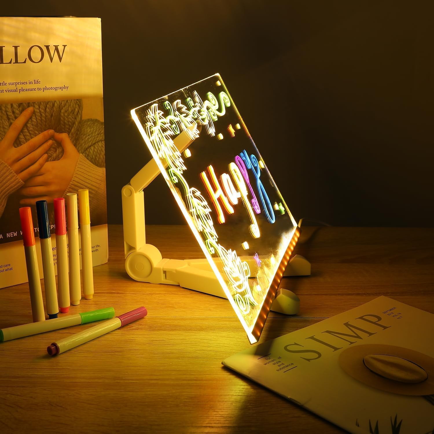 Led Note Board with Colors, Light Up Acrylic Message Board, Glowing ...