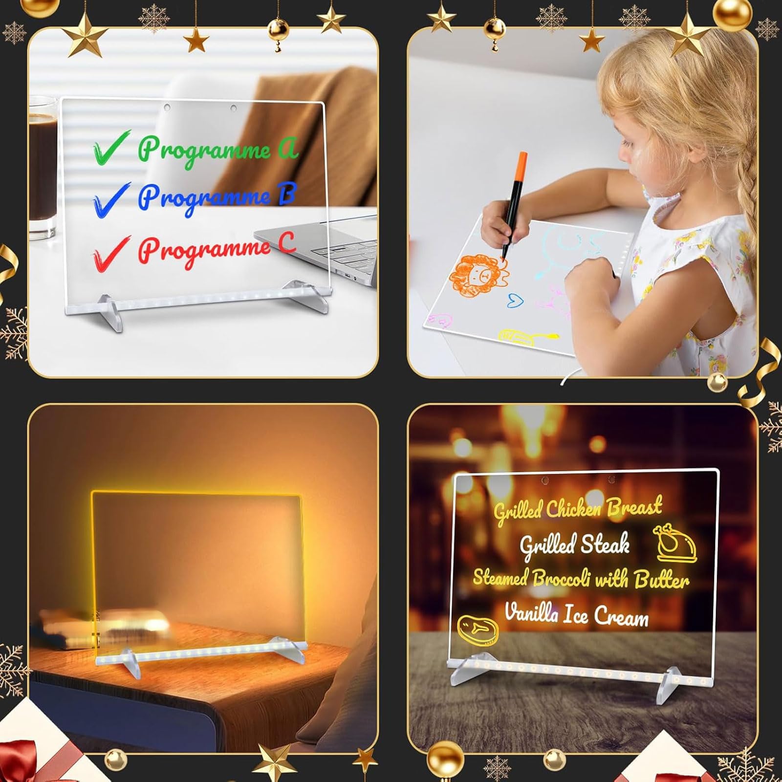 Led Note Board with Colors, Rechargeable Led Drawing Board with 7 ...