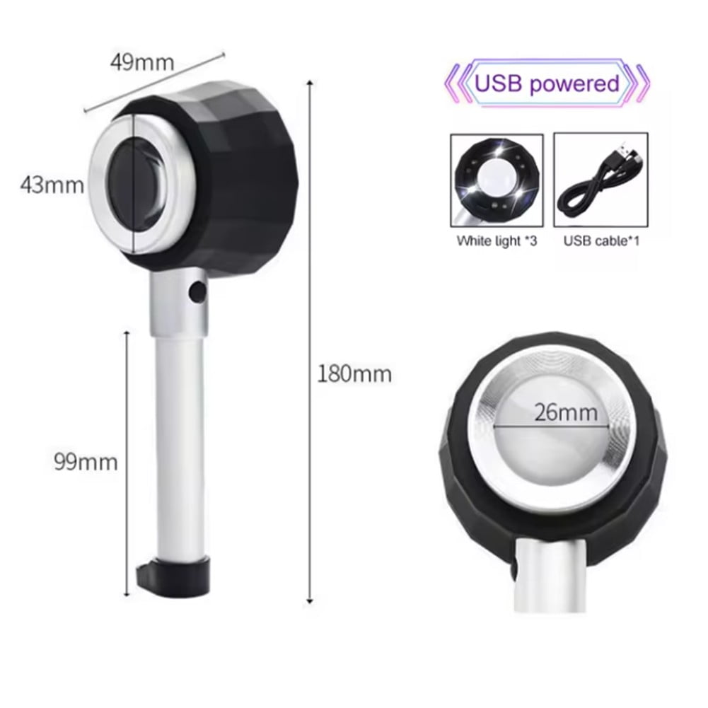 Led Optical Glass Handheld Magnifier with Light Scale And Measurement ...