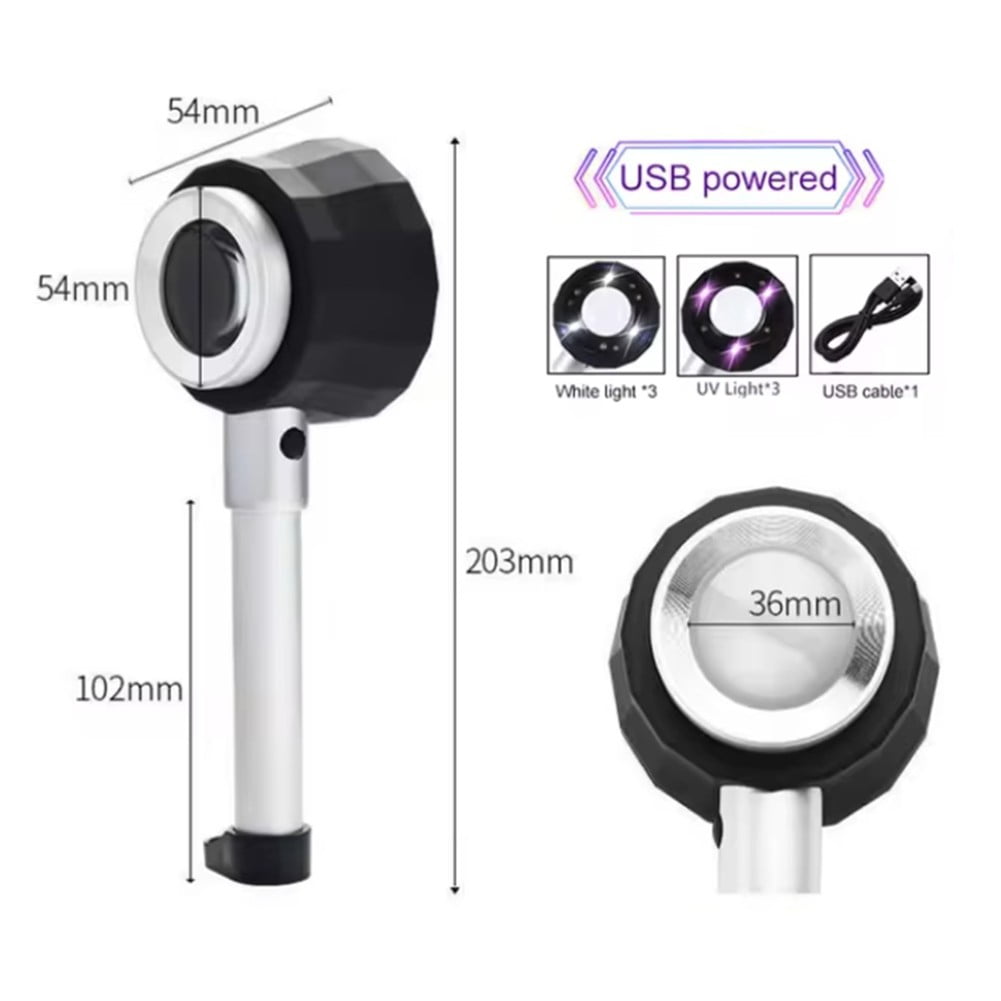 Led Optical Glass Handheld Magnifier with Light Scale And Measurement ...