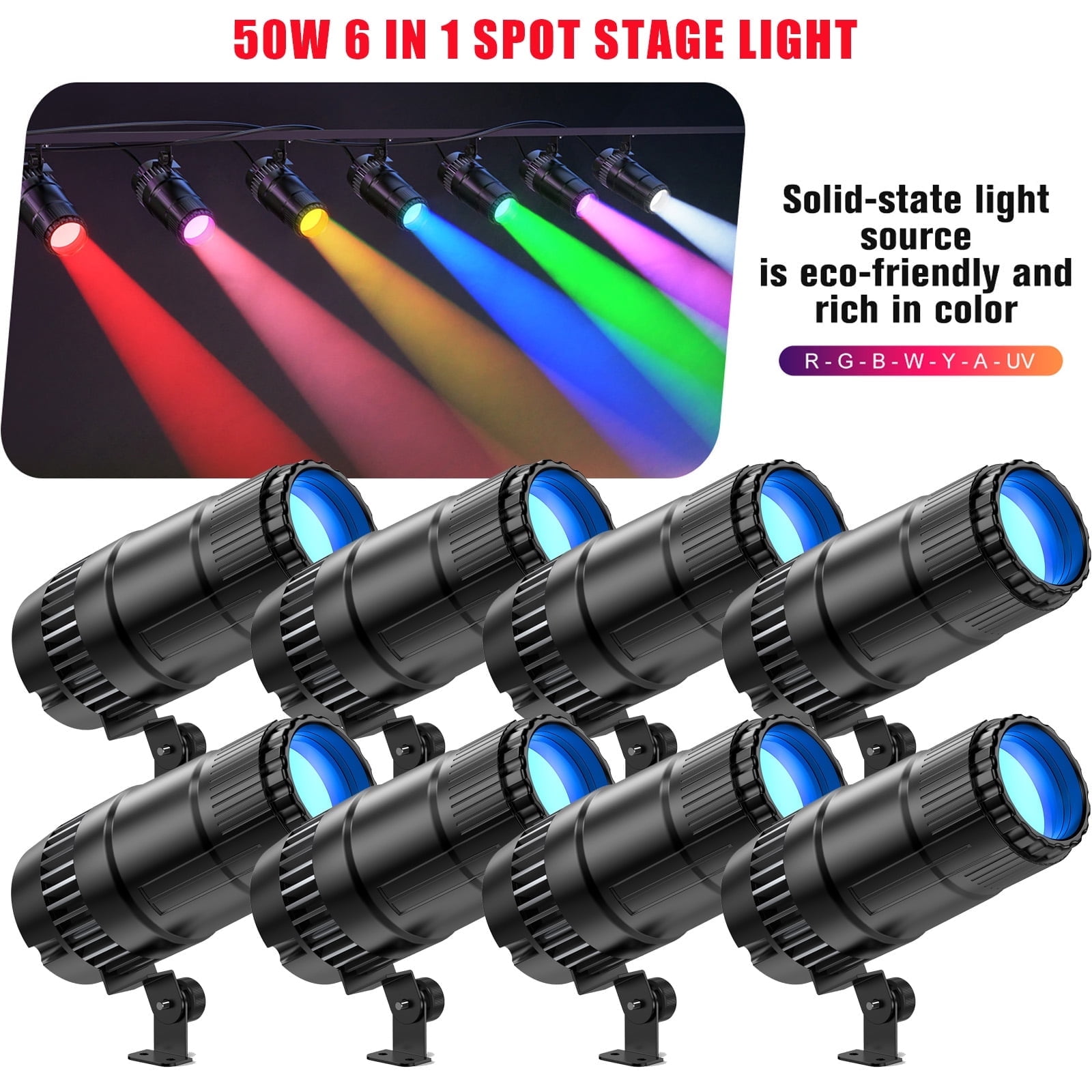 Led Pinspot Light 8 Pack, Disco Ball Spotlight RGBW 4 in 1 Mirror Ball ...