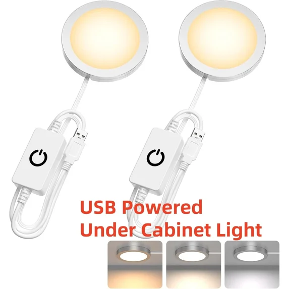 Led Puck Lights, Huryee 5V Under Cabinet Light Usb Powered With Memory ...