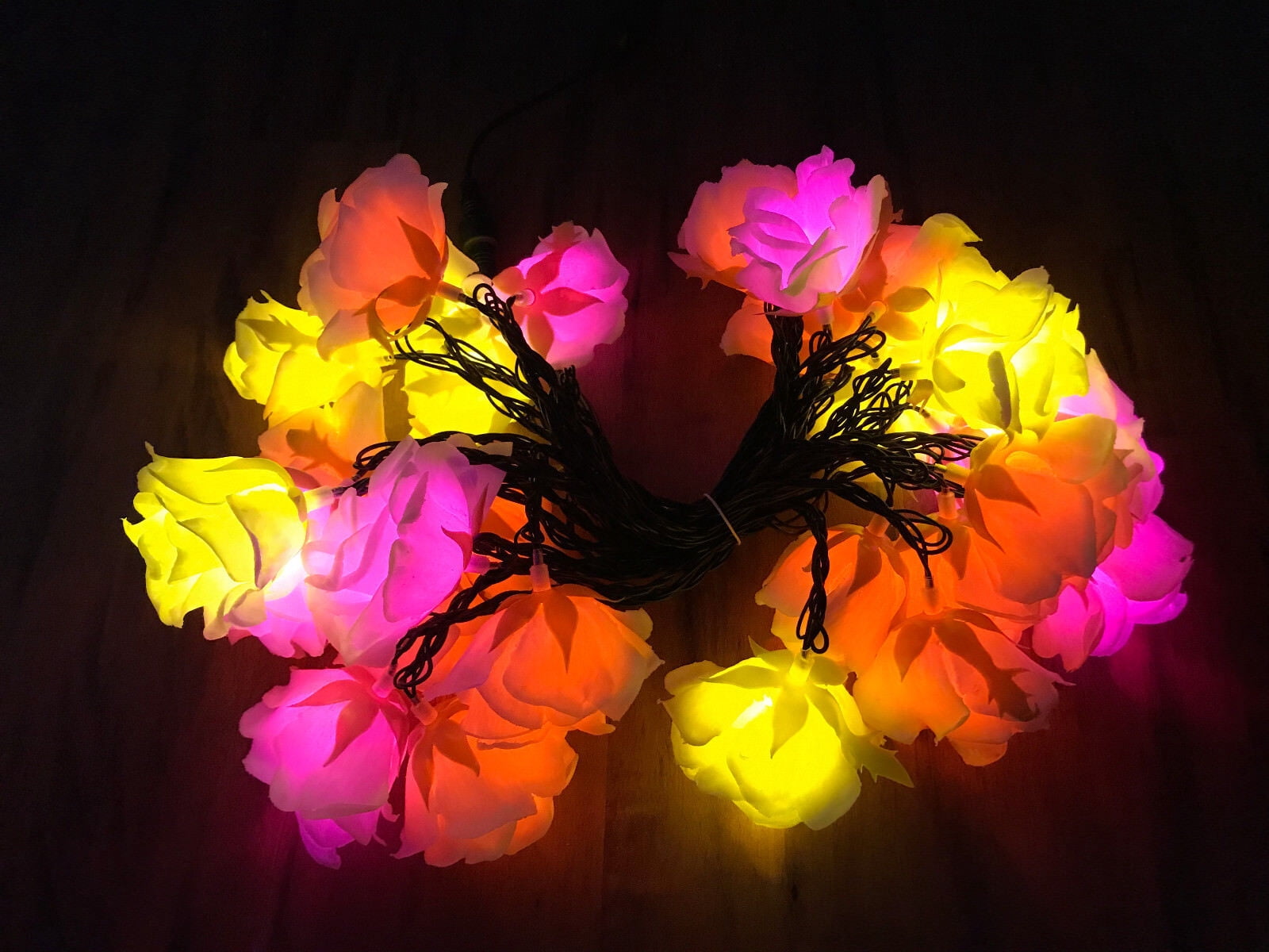 Led Romantic Flower Rose Light Pink Orange Yellow Decor Exterior ...