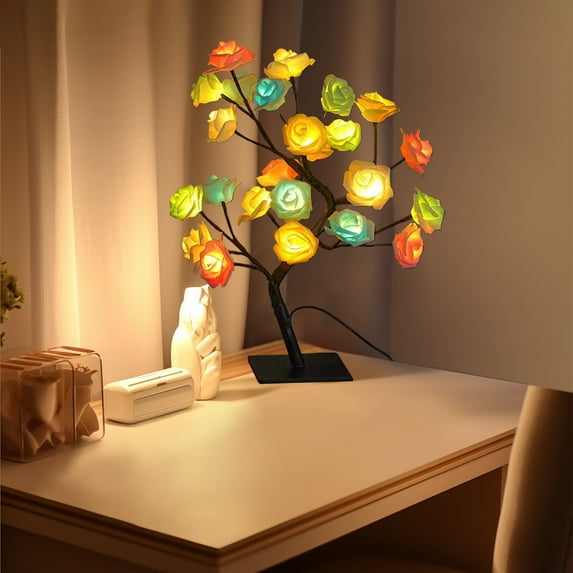 Led Rose Branch Light, Artificial Flower Night Light Featuring USB ...