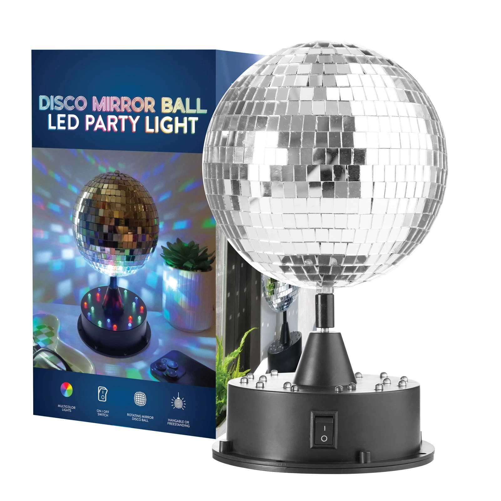 Led Rotating Mirror Disco Ball Table Lamp, Color-Changing Party Light ...