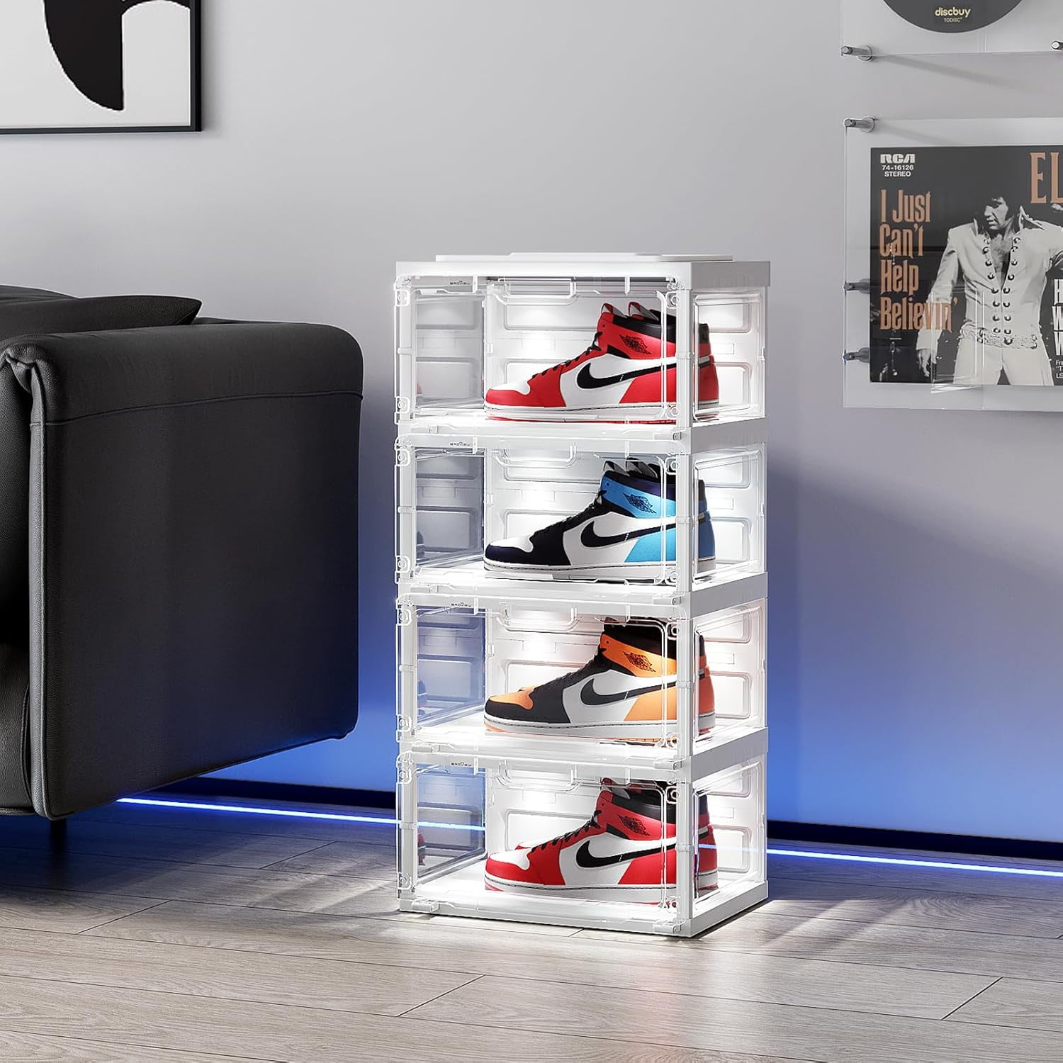 Led Shoe Boxes, Shoe Display Case with Lights, Large Clear Plastic ...