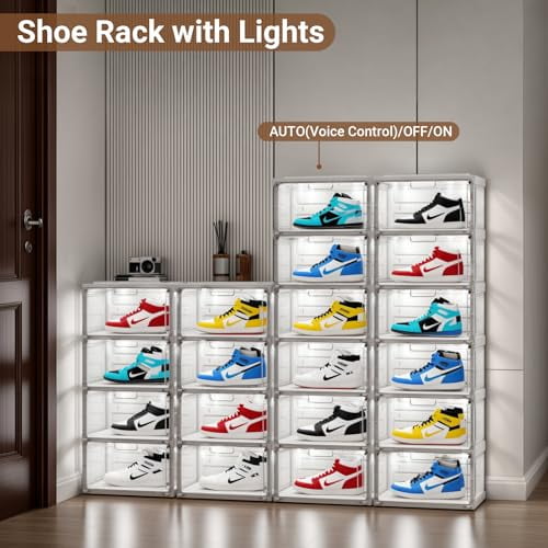 Led Shoe Boxes, Shoe Display Case with Lights, Large Clear Plastic ...