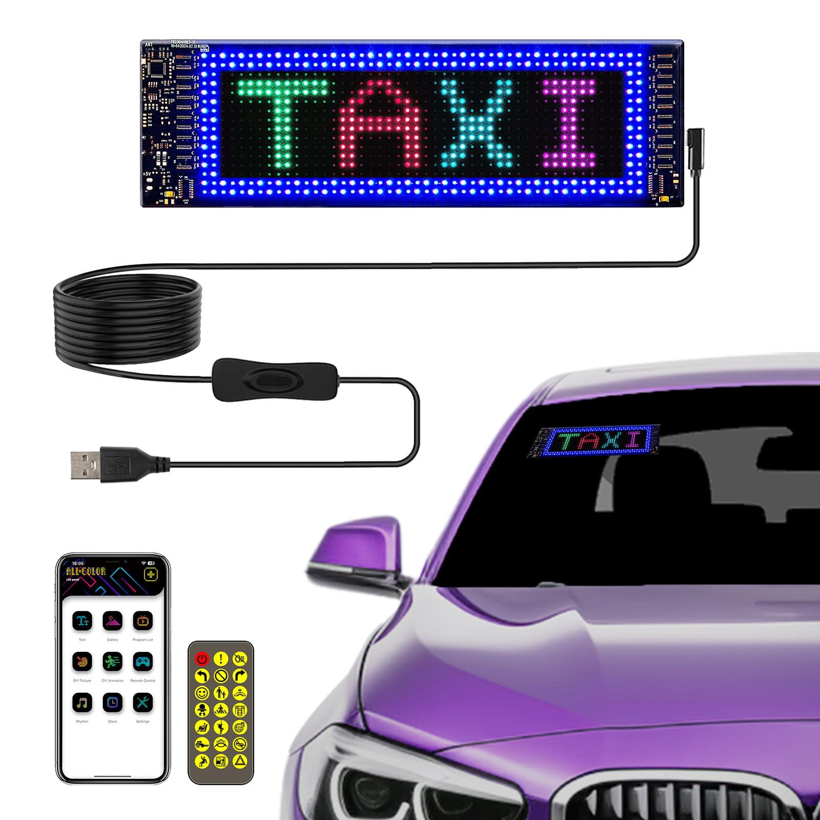 Led Sign for Car RRF12 Windshield, Programmable LED Scrolling Sign ...