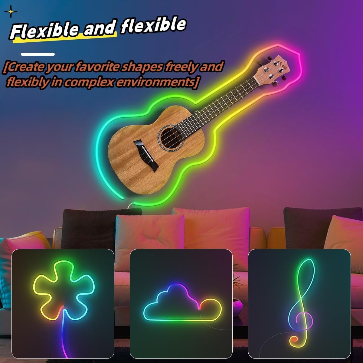 Led Silicone Neon Rope Lights - 24V 9.8Ft Rgb Led Light Strip Neon App ...