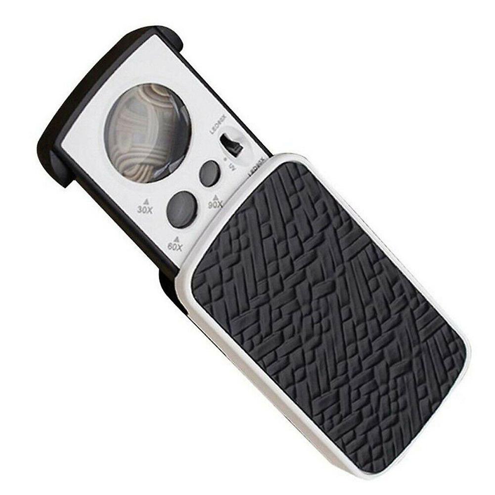 Led Slide Out Pocket Magnifier 30/60/90x Loupe With Uv Light For ...