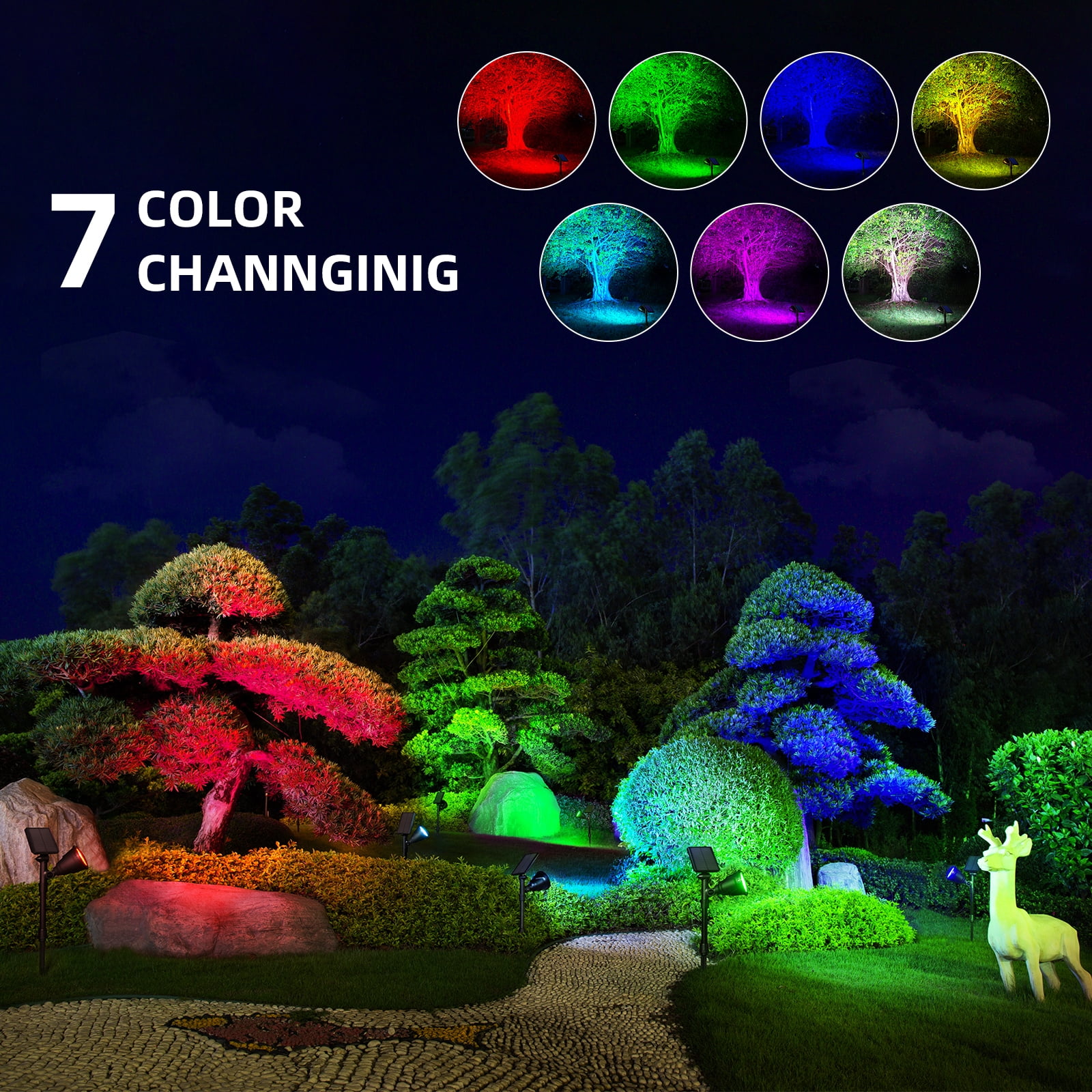 Led Solar Spotlights RGB, Solar Powered Outdoor Color Change Pathway ...