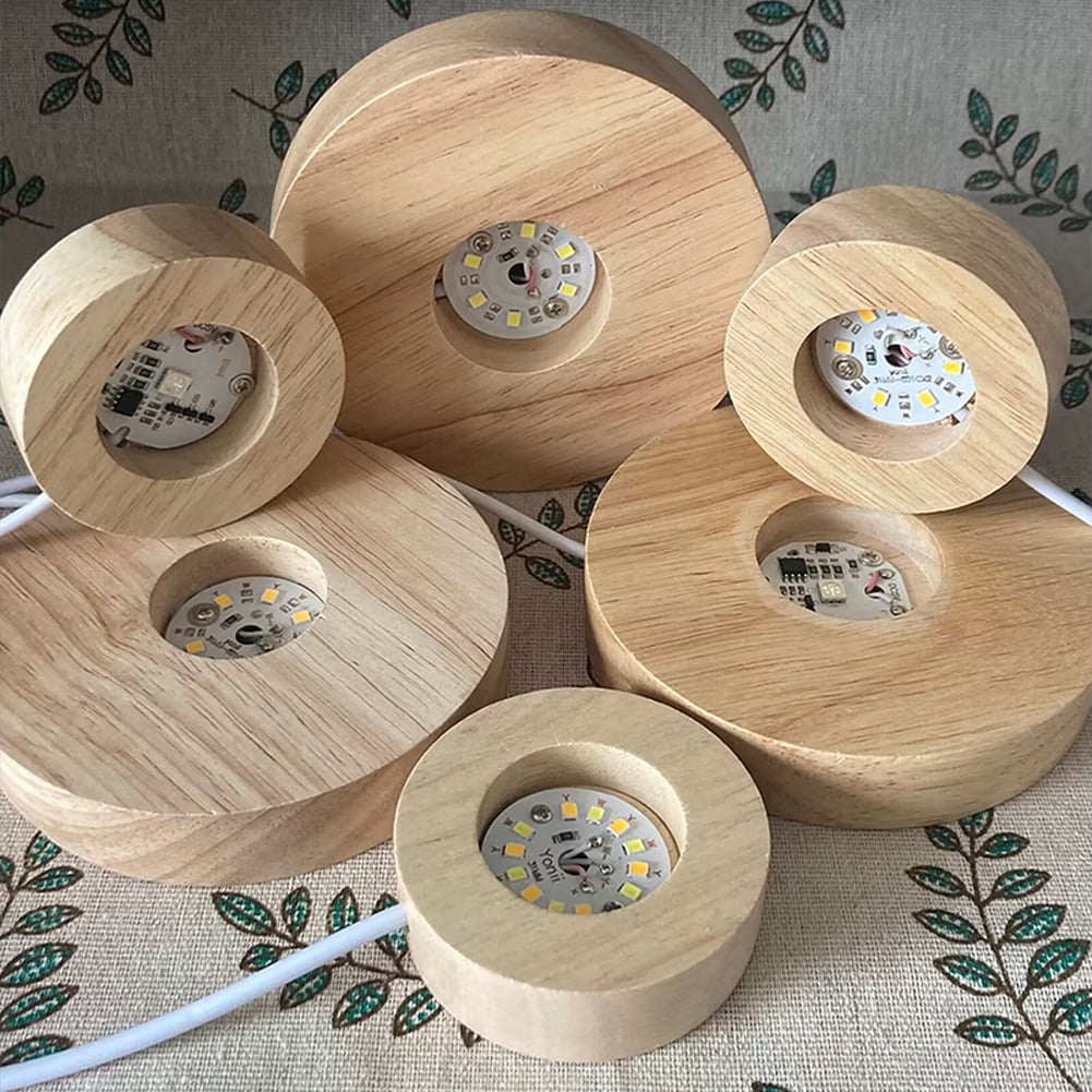 Led Solid Wood Lamp Holder With USB Data Cable, 6 Built-in LED Lamp ...