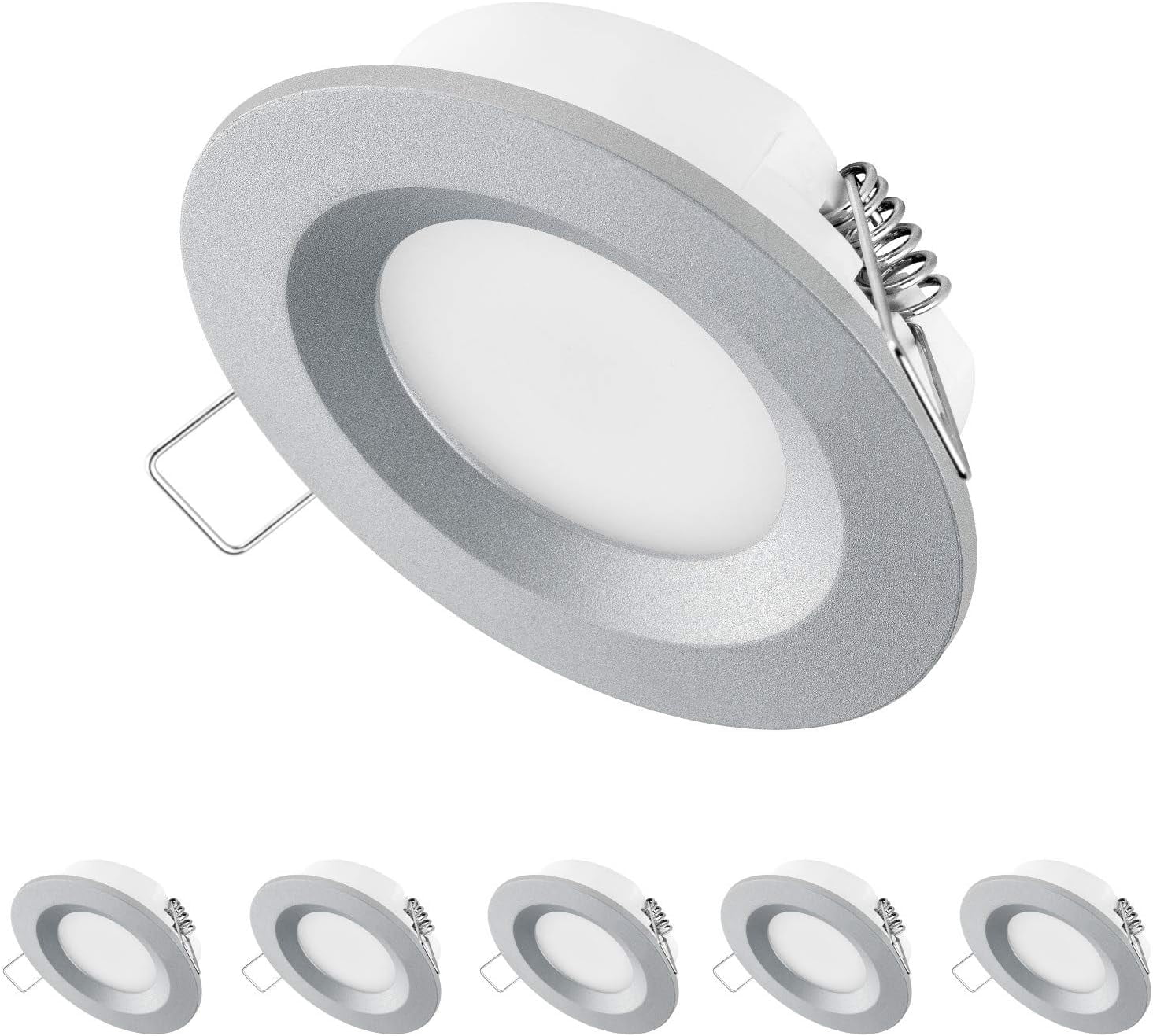 Led Spots Encastrables Ultra Plats 3 5w 300 Lm 230v Cadre Argent
