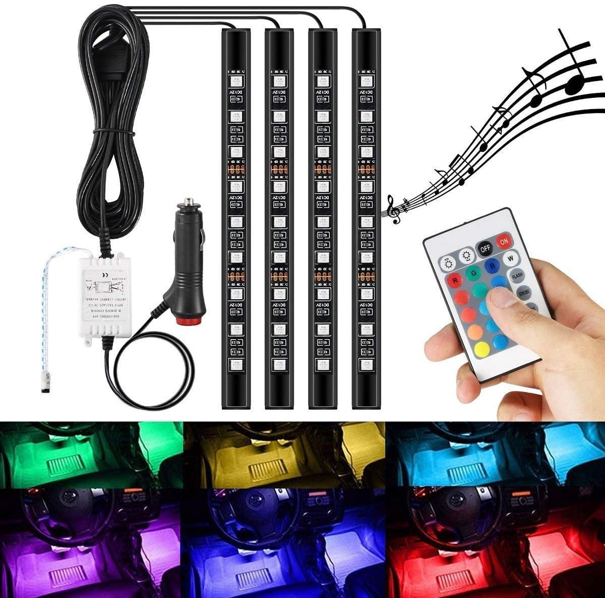 Led Strip Light,RGB LED Car Interior Accessories Floor Decorative ...