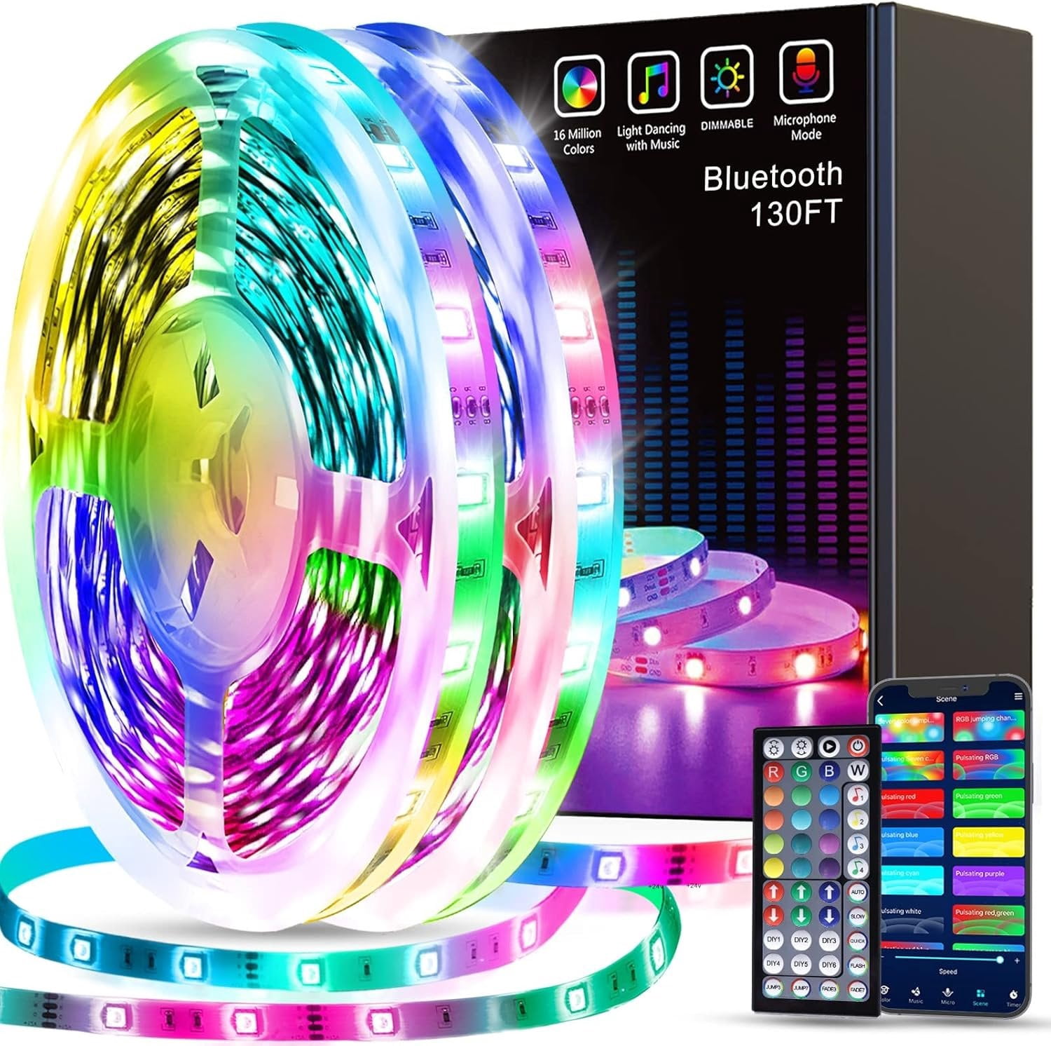 Led Strip Lights 130ft (2 Rolls of 65ft) Light Strips with App Control ...