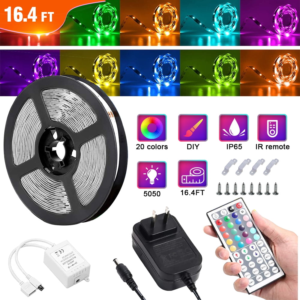 Led Strip Lights,16.4ft(5M) 5050SMD RGB Flexible Led Light Strips ...