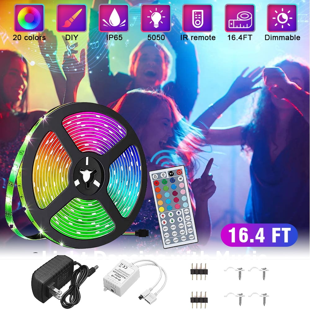 Led Strip Lights, 16.4ft RGB Color Changing TV LED Backlight 3528 Led ...