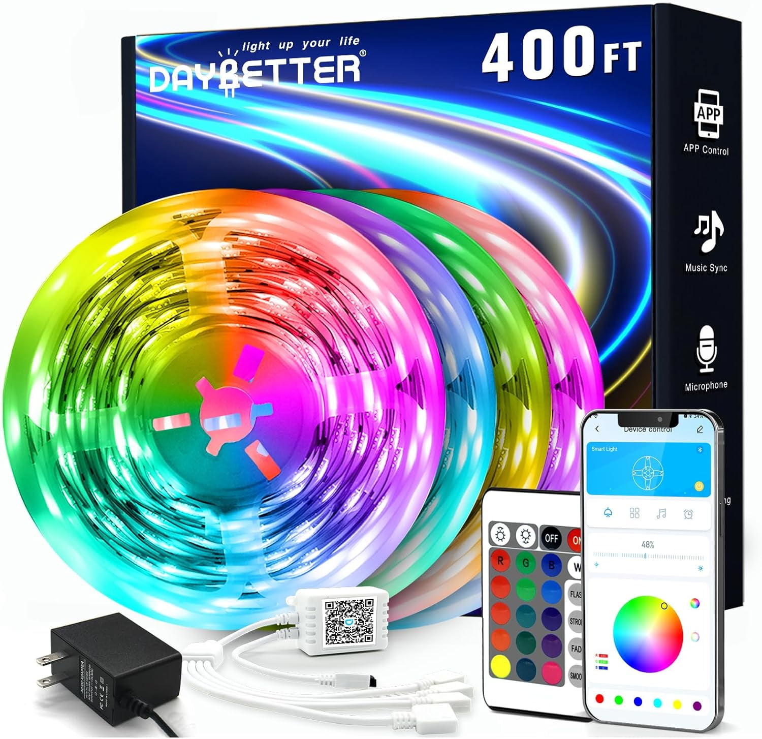 Led Strip Lights 400 ft (4 Rolls of 100 ft) Color Changing Lights Strip ...