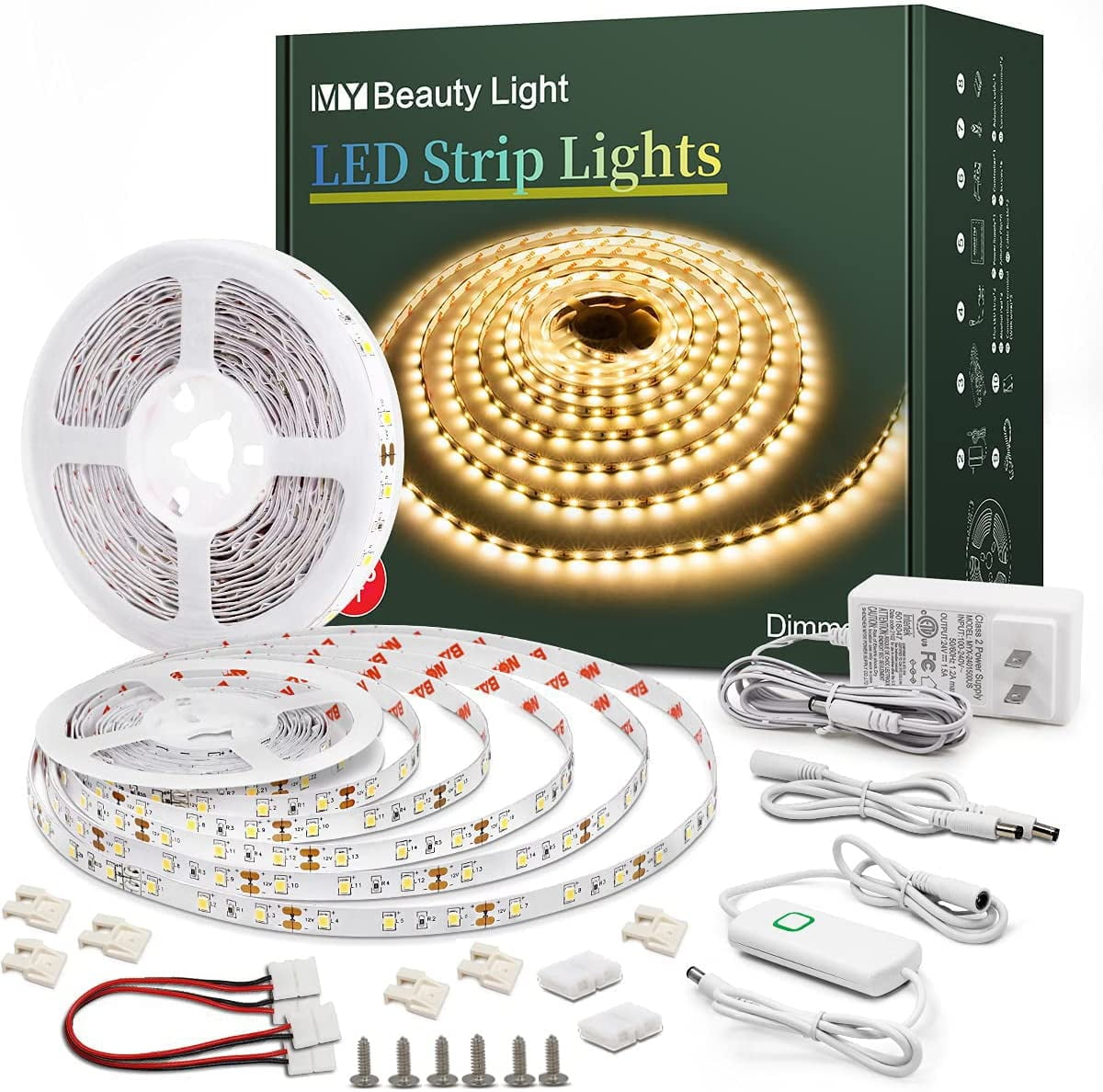 Led Strip Lights 50.5ft Warm White Dimmable Led Light Strip Flexible ...