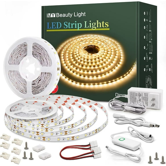 Led Strip Lights 65.6ft Warm White Dimmable Led Light Strip Flexible ...