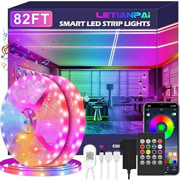 Led Strip Lights, 82ft/25m Long Smart Led Light Strips Music Sync 5050 ...