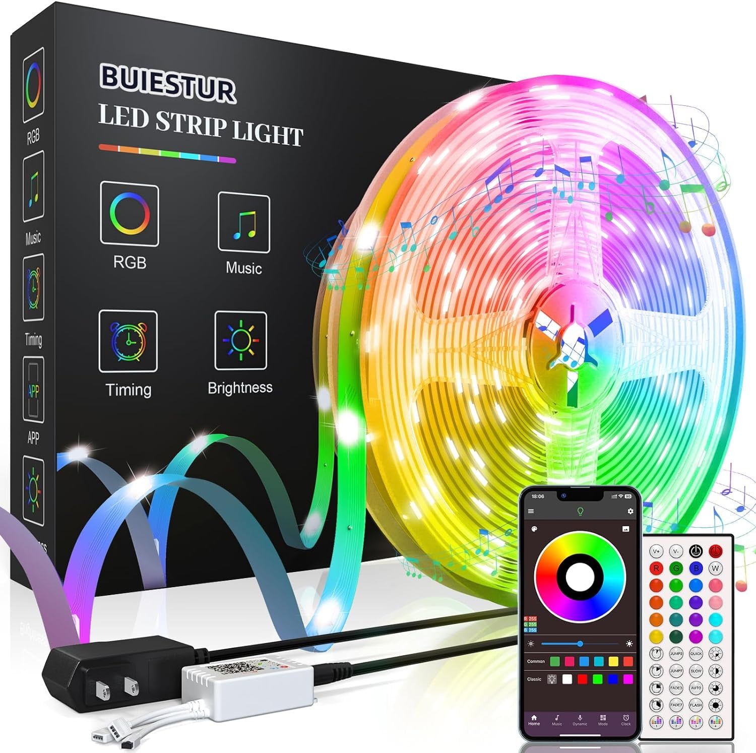 Led Strip Lights For Bedroom 100 Ft (2 Rolls 50 Ft),Music Synchronized ...