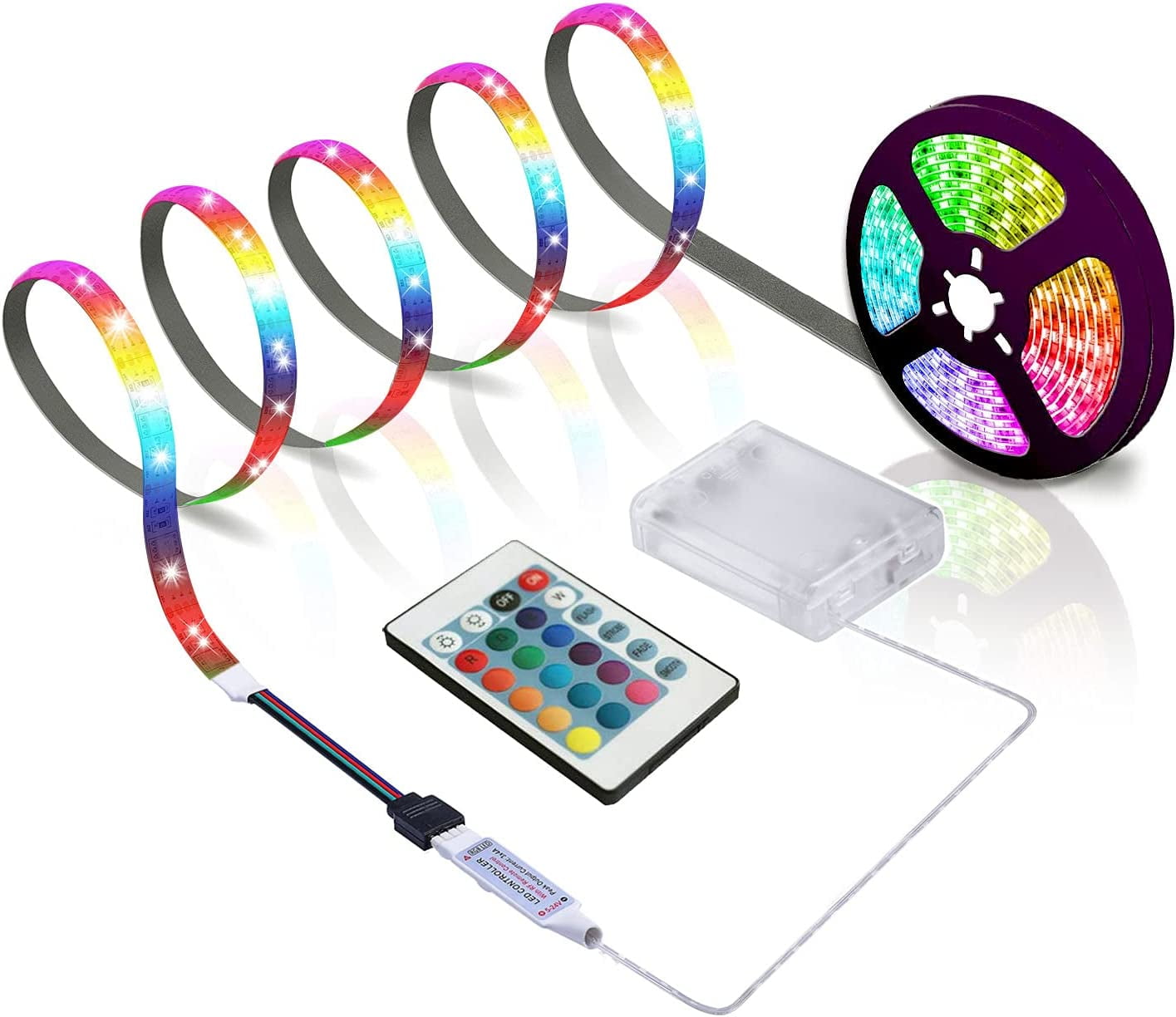 Led Strip With 24 Key Remote Control, 2-Meter Battery Powered Light ...