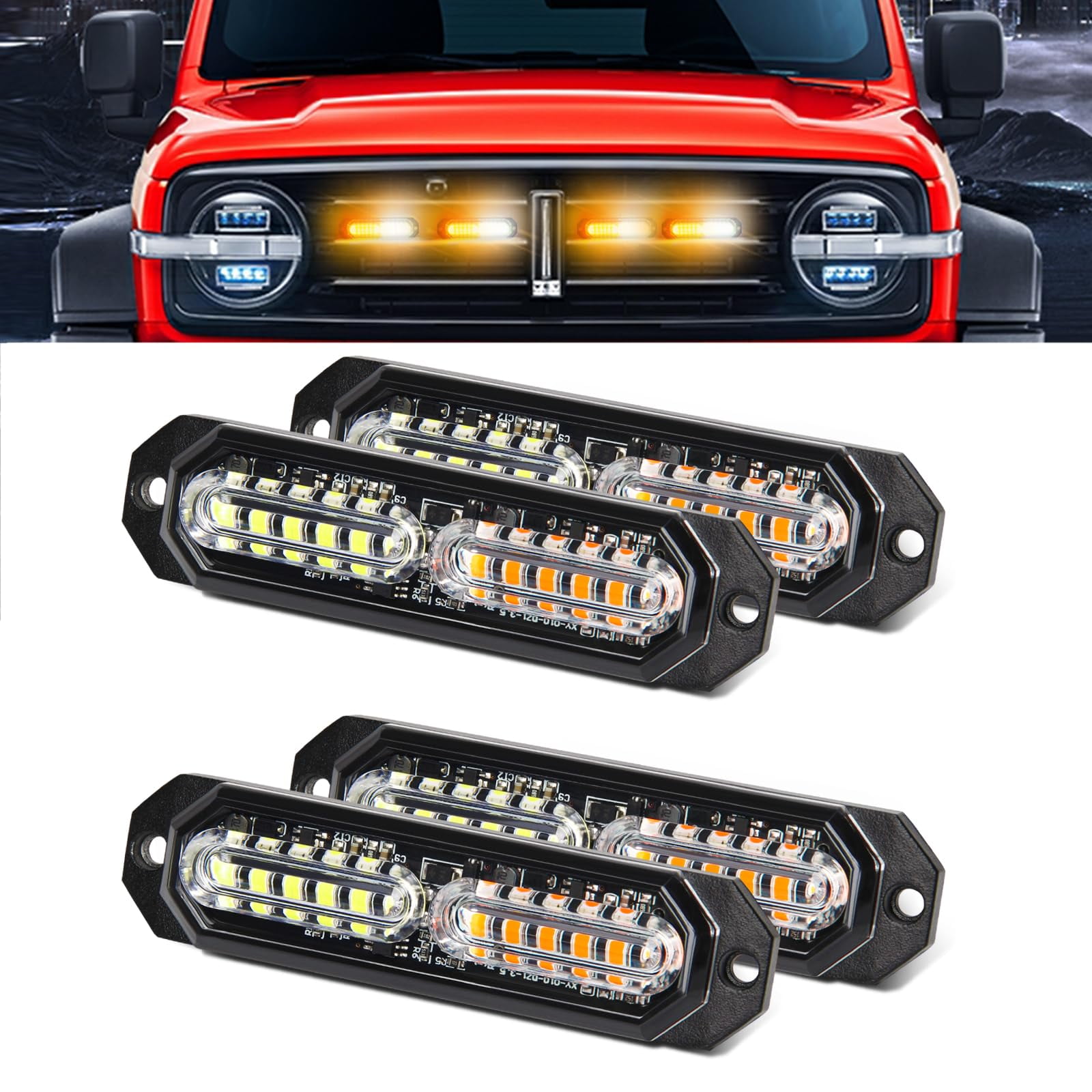 Led Strobe MQH2 Light White Amber, 12 Led Emergency Mount Grille Light ...