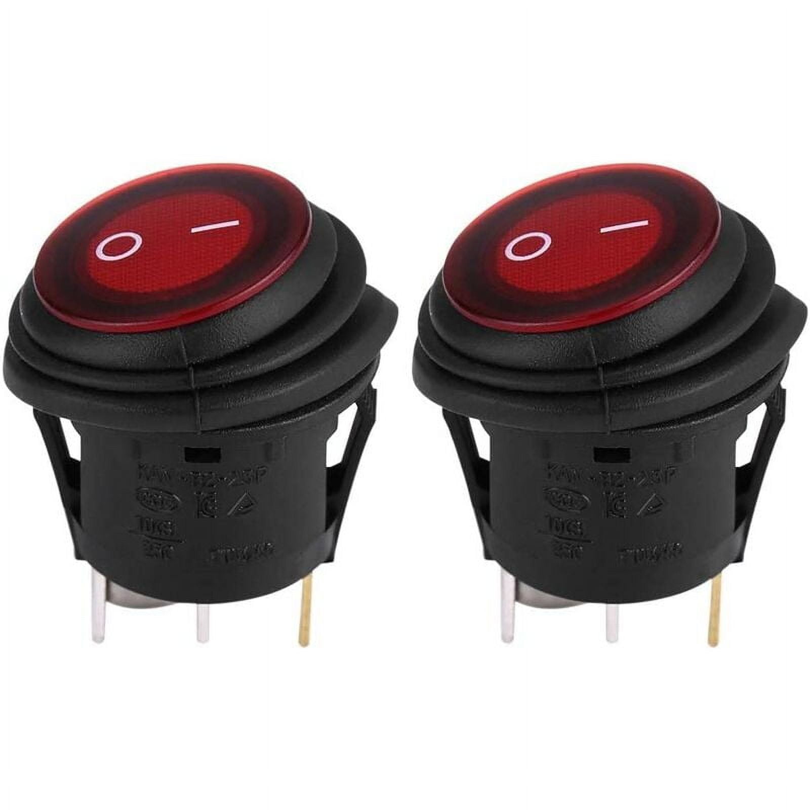 Led Switch Button, 2 Red Led Circular Rocker Switches, I/O Interlock ...