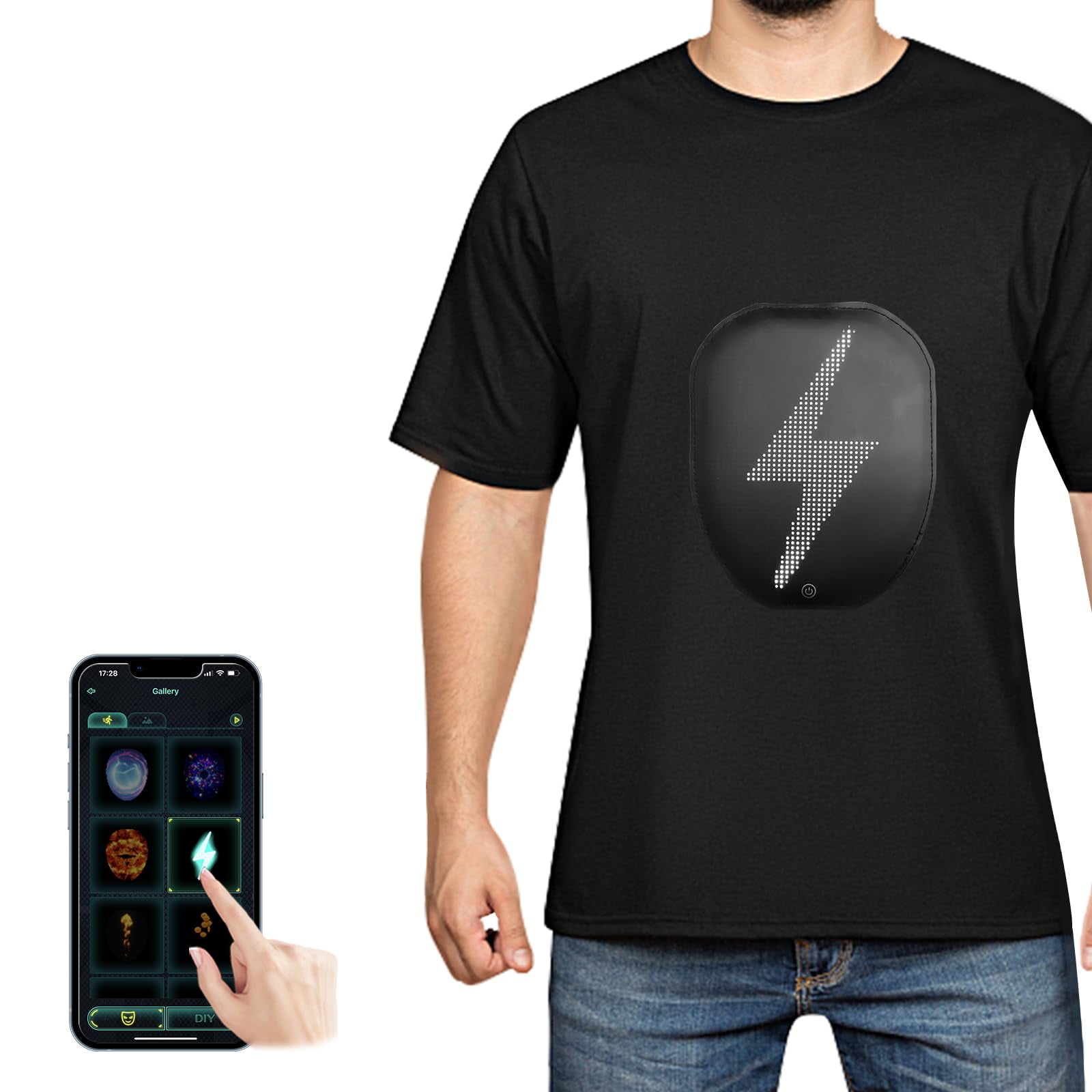 Led T Shirt with Bluetooth Programmable App,Glow Shirts Customizable ...