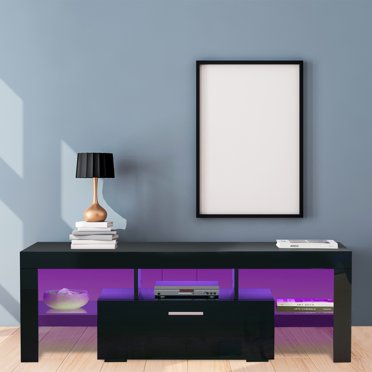 Seizeen TV Stand for 30-70 Inch TV, Modern TV Cabinet with Led Lights ...