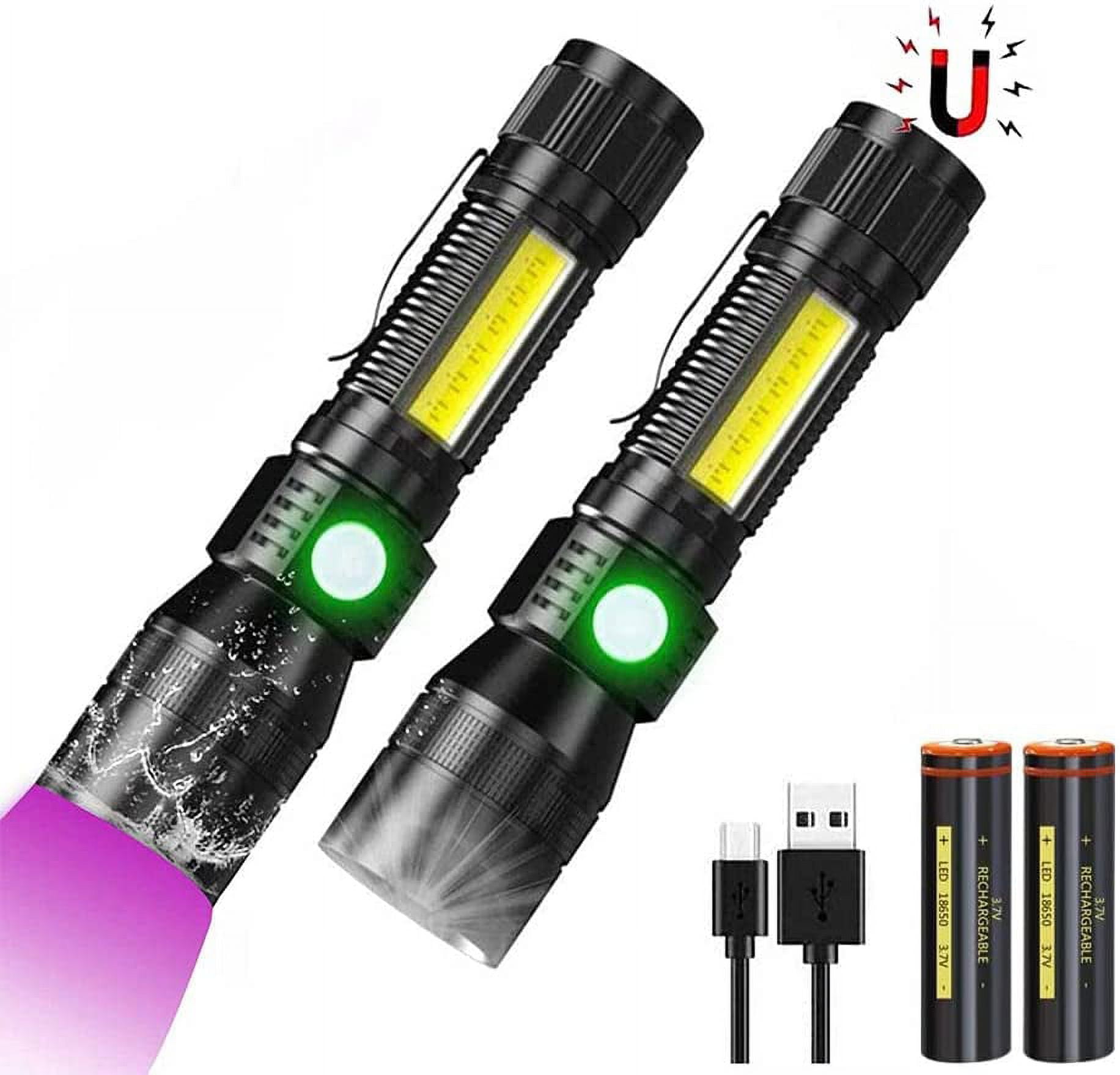 Led Torch With 395Nm Uv Lamp, 3000Mah Usb Magnet Cob Waterproof Torch ...