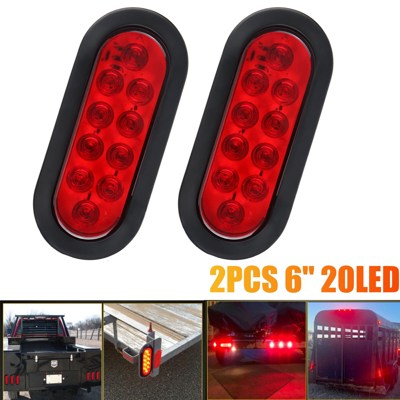 Led Trailer Light Kit, 2 Piece 6 Inch Oval Tail Lights, 10 LED Brake ...