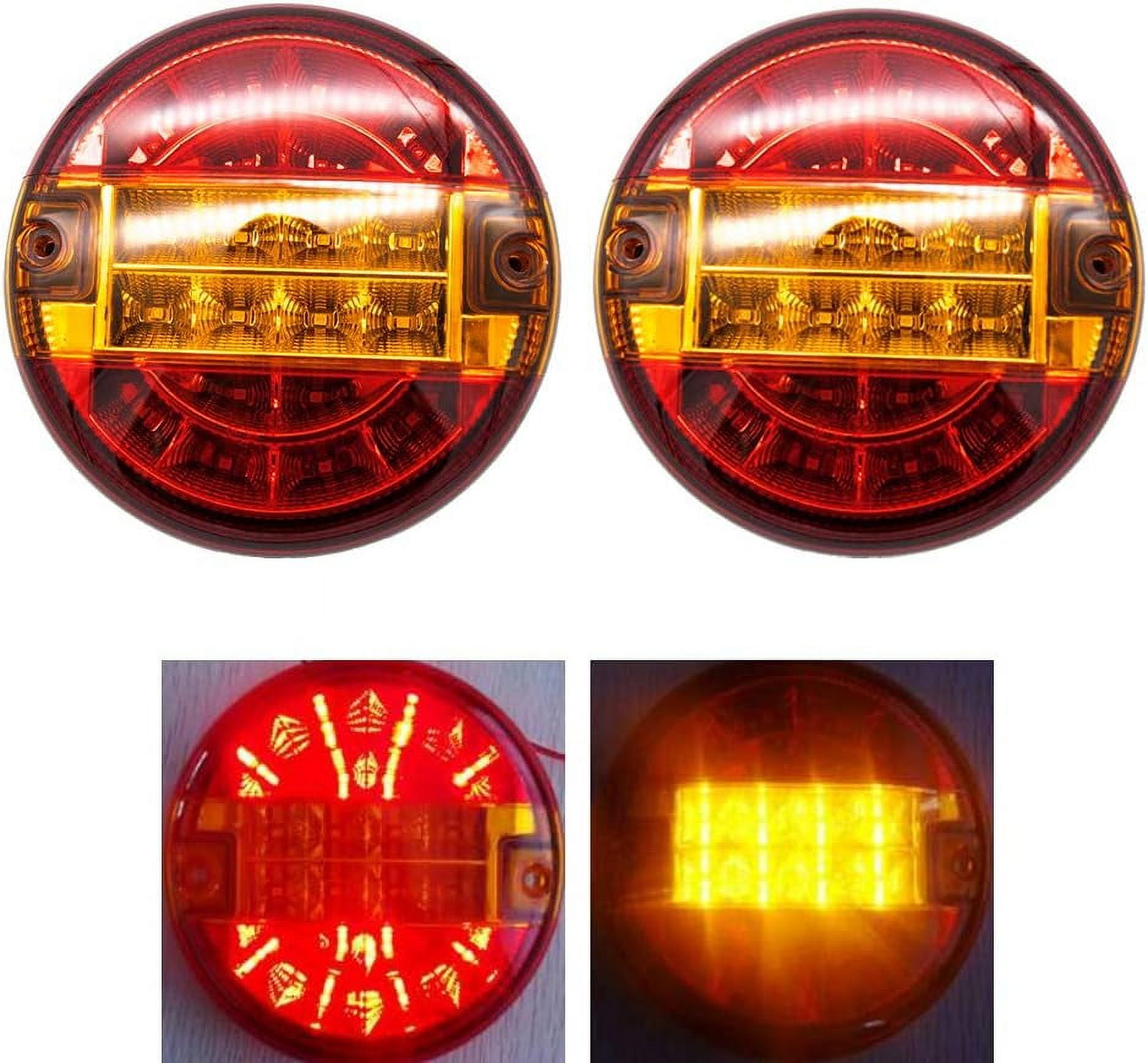 Led Trailer Lights Multi-functional, Awesome Brightness 20-Led Red/Yellow Bi-color Tail Brake ...