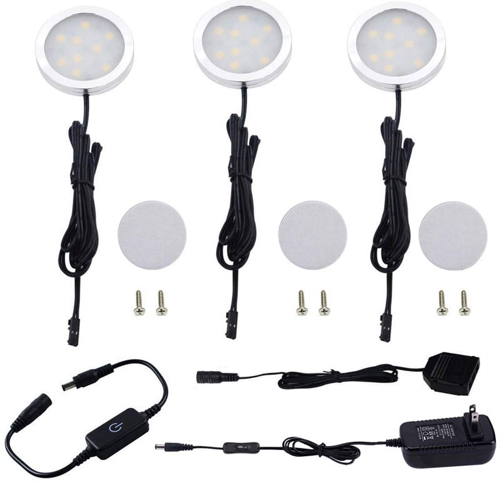 Led Under Cabinet Light white round 3Pack Puck Lighting Kit touch ...